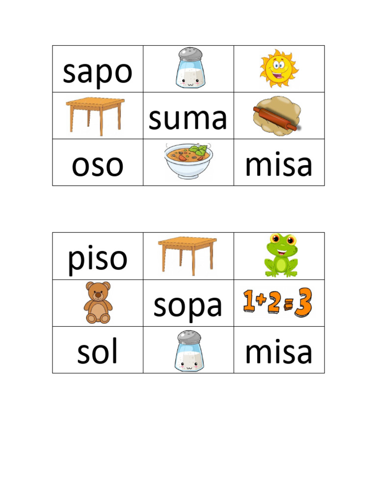 Bingo Letra S | PDF