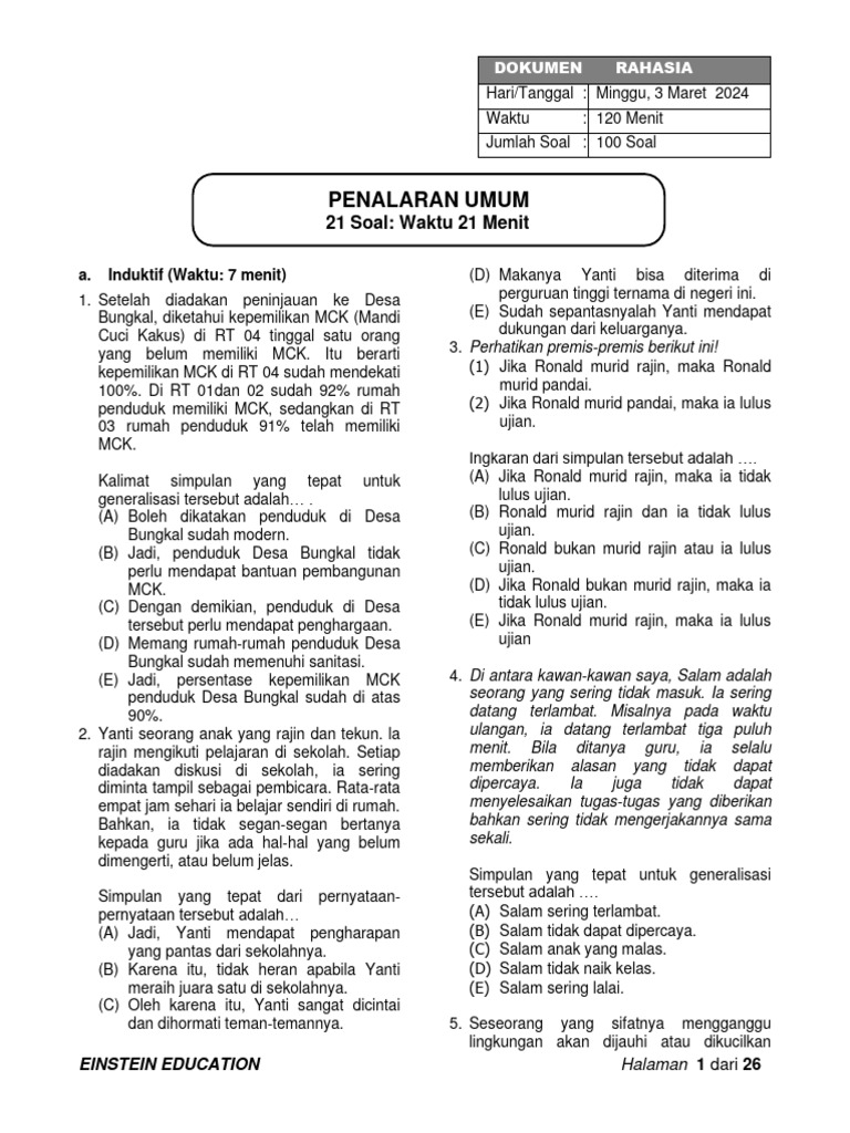 Soal to 3 Maret 2024 | PDF