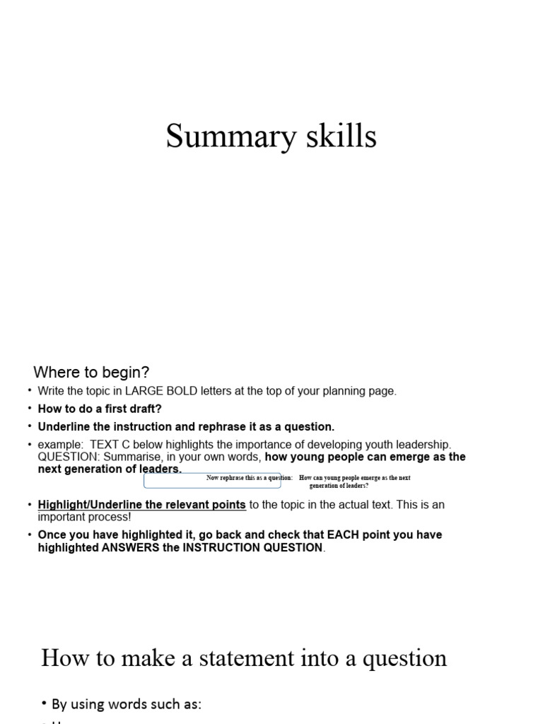 Q2. Summary Skills | PDF | Career & Growth | Language Arts & Discipline