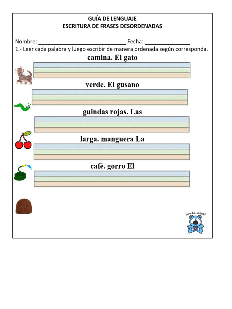 Ordena Frases Desordenadas | PDF | Artes del Lenguaje y Comunicación