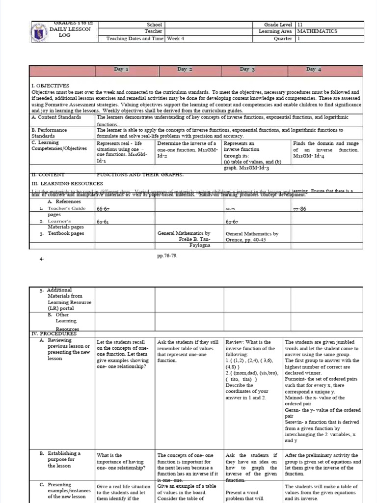 DLL Gen Math Week 4 | PDF | Function (Mathematics) | Logarithm