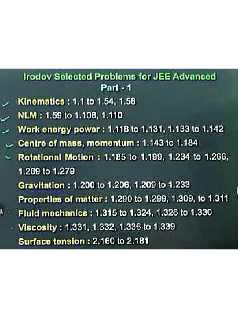 JEE Adv Irodov Imp Problems For Practice | PDF