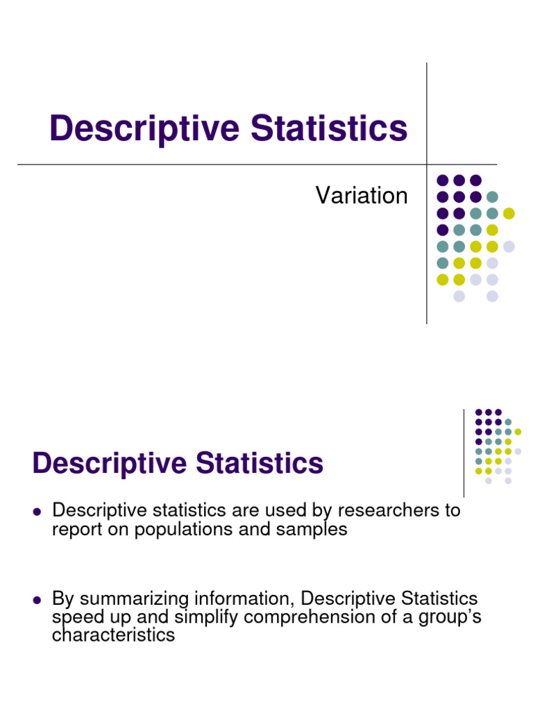 Statistika - Materi 4 - Descriptive Statistics (Variation) | PDF