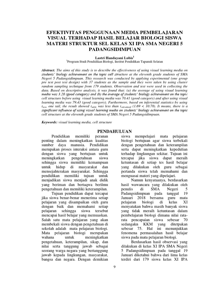 Efektivitas Media Visual pada Hasil Belajar Biologi | PDF | Karier ...