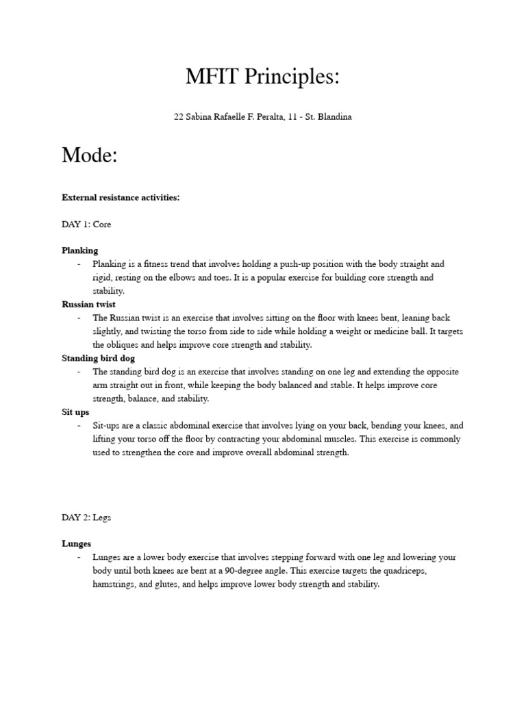 MFIT Principles | Download Free PDF | Weight Training | Human Anatomy