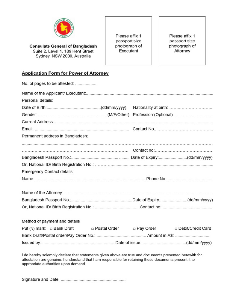 Power of Attorney Application Form | PDF | Service Industries | Banking ...