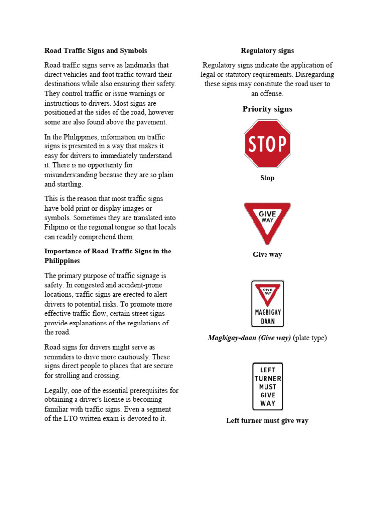 Lto Traffic Signs And Symbols