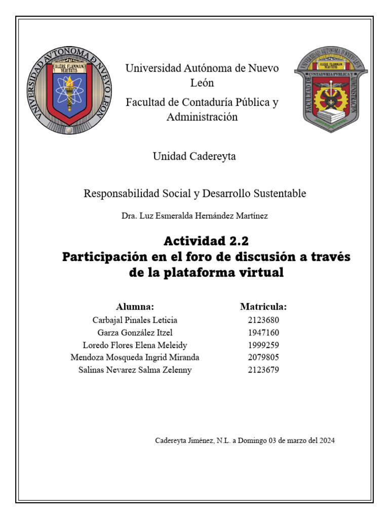 Actividad 2.2 Foro de Discusión | PDF