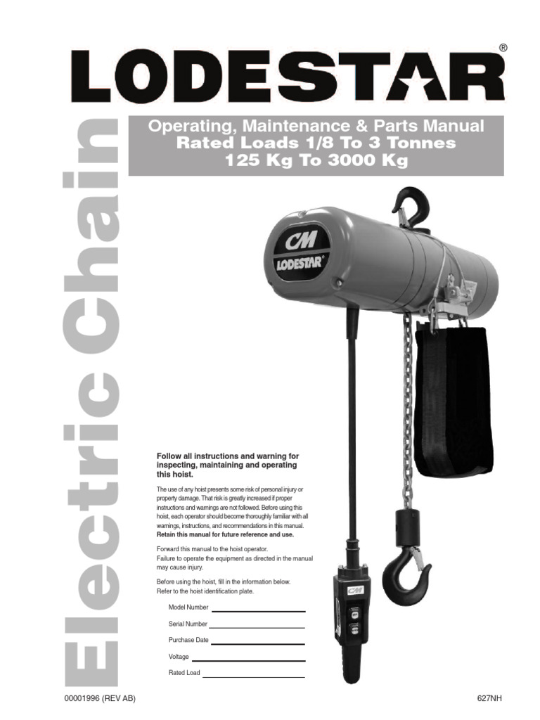 CM Lodestar Electric Chain Hoist Product Manual | PDF | Elevator ... CM Lodestar Electric Chain Hoist Product Manual | PDF | Elevator ...