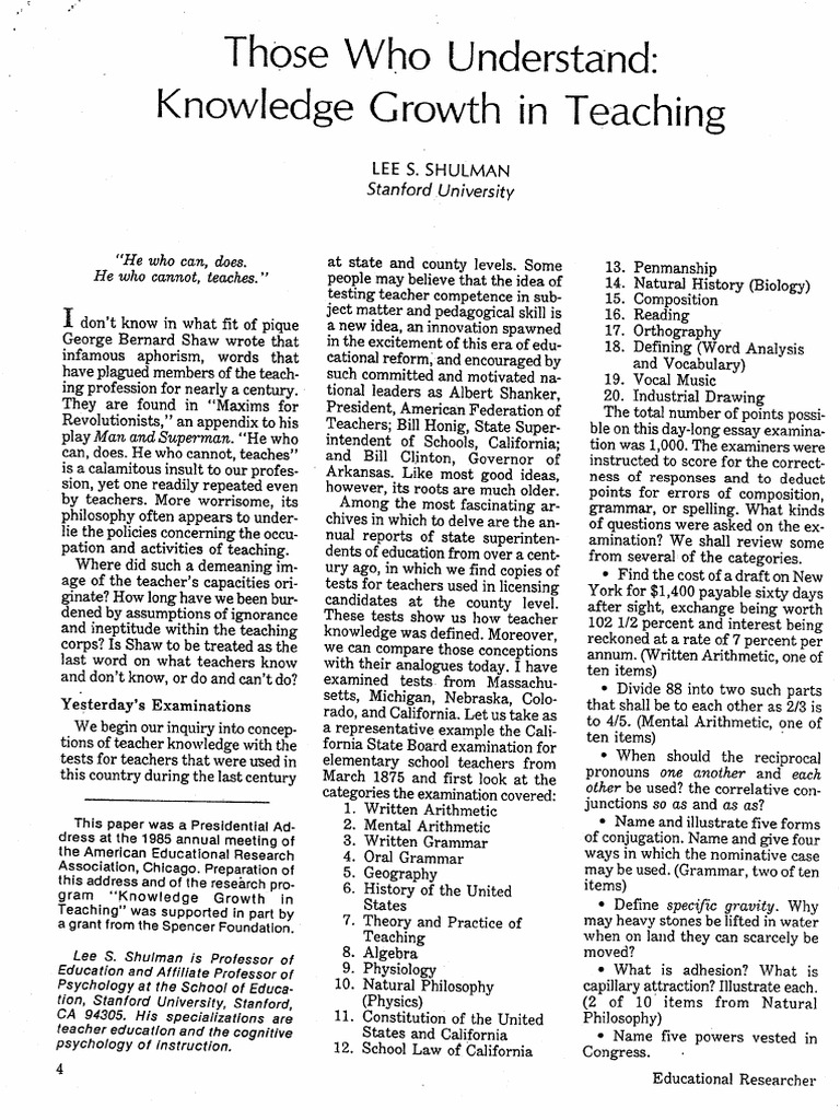 Shulman ER 1986 | PDF