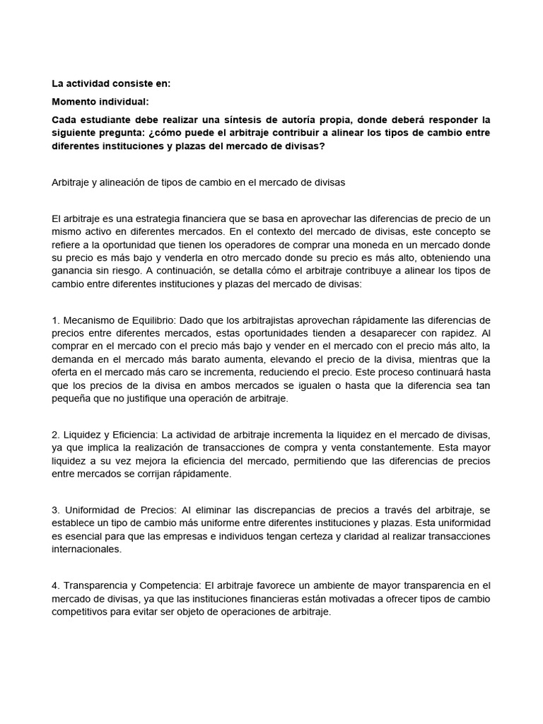 Tarea de La Guia | Descargar gratis PDF | Arbitraje | Mercado de divisas