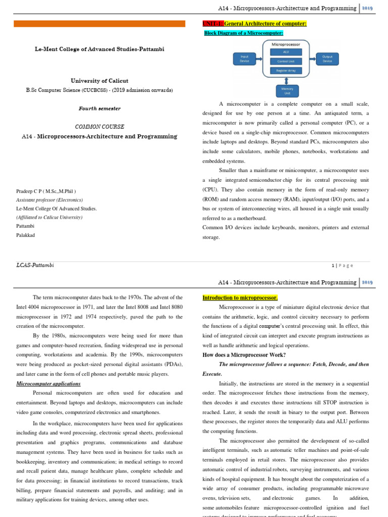 Microprocessors-Architecture and Programming | PDF | Central Processing Unit | Microcomputers