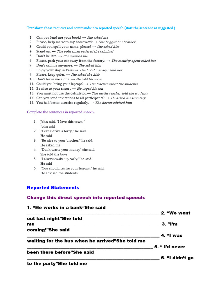 Reported Speech Conditionals | PDF