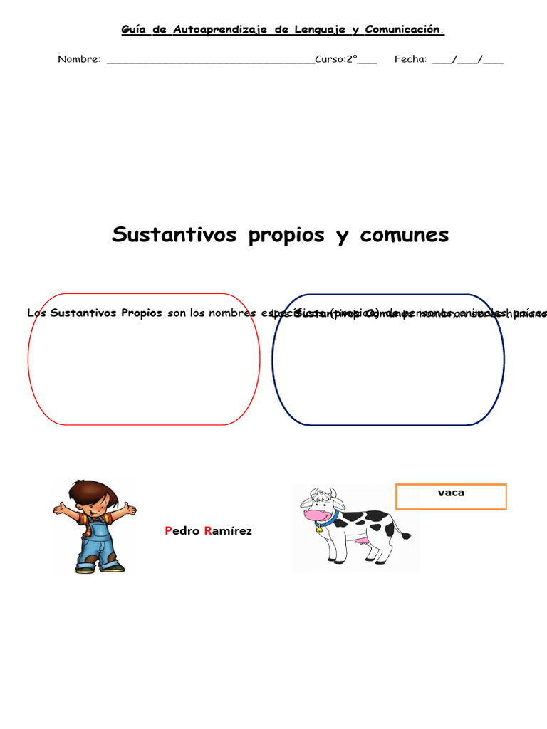 Sustantivos Propios y Comunes para Niños | PDF | Artes del Lenguaje y ...