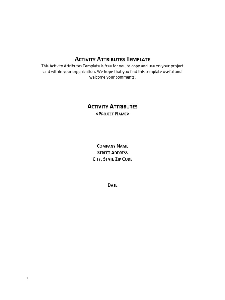 Activity Attributes Template | PDF | Software Engineering | Computing