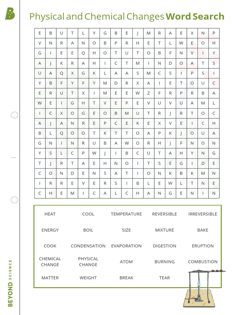 Physical and Chemical Changes Word Search | PDF