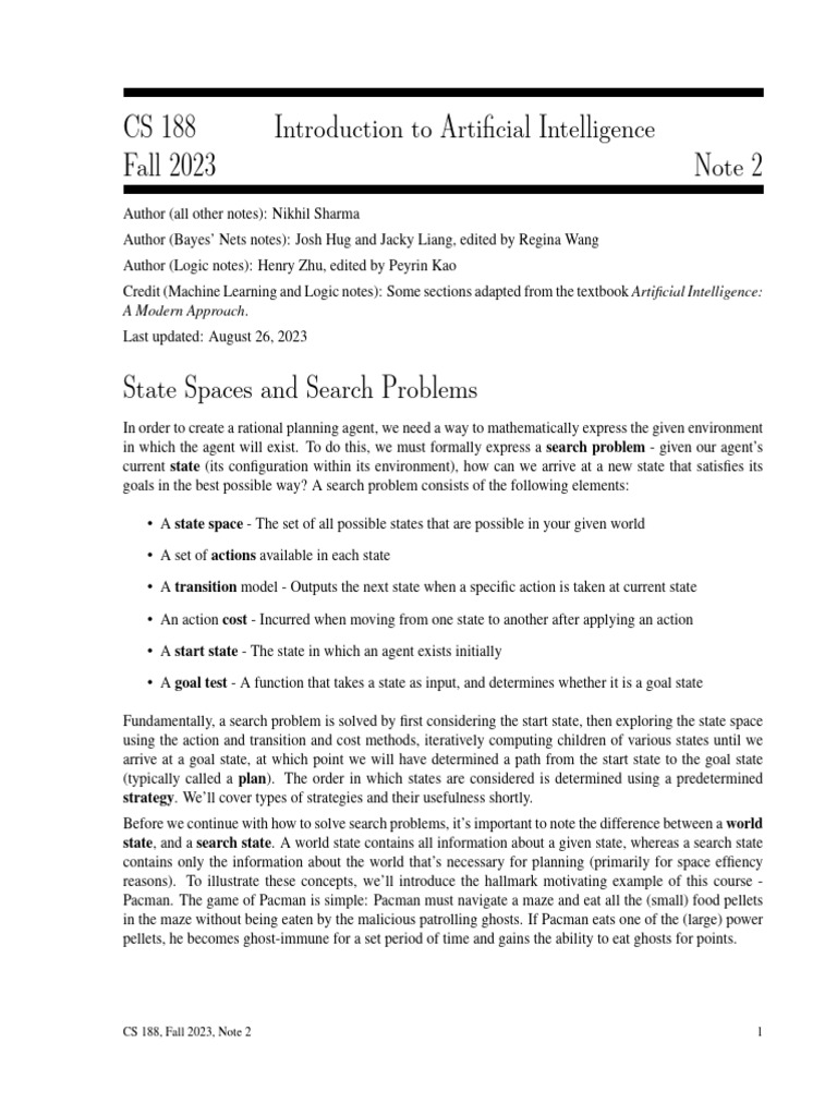 cs188 Fa23 Note02 | PDF