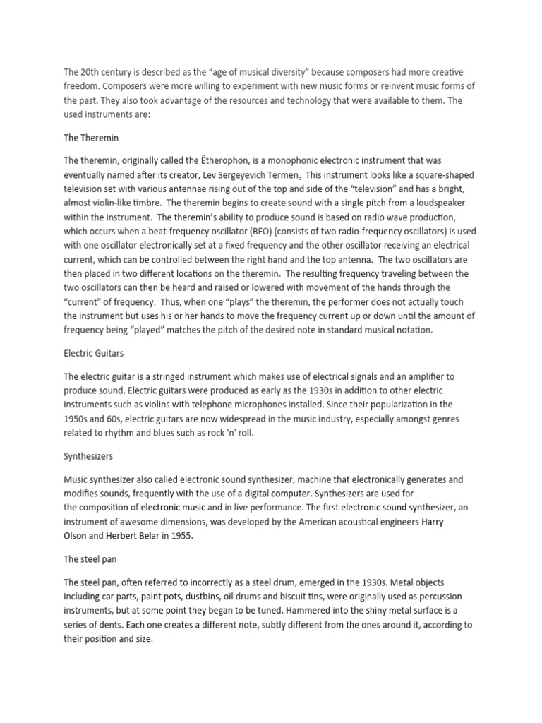 20th Century Musical Instruments | PDF