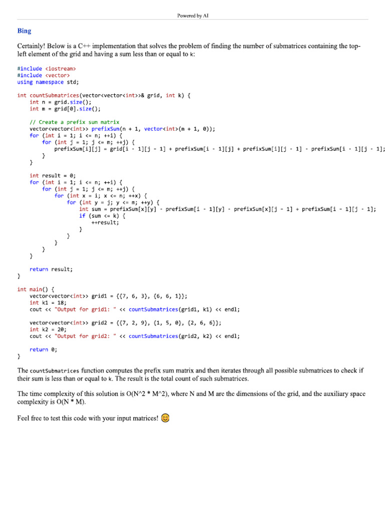 Submatrices Sum | PDF
