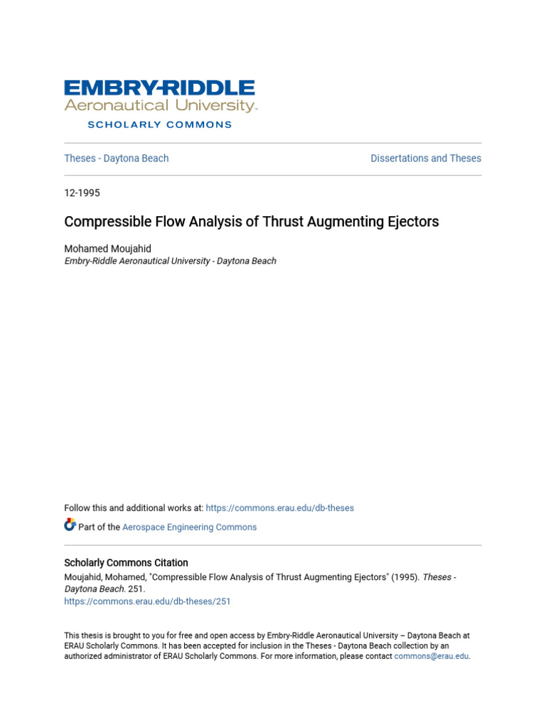 Compressible Flow Analysis of Thrust Augmenting Ejectors | PDF | Fluid Dynamics | Jet Engine