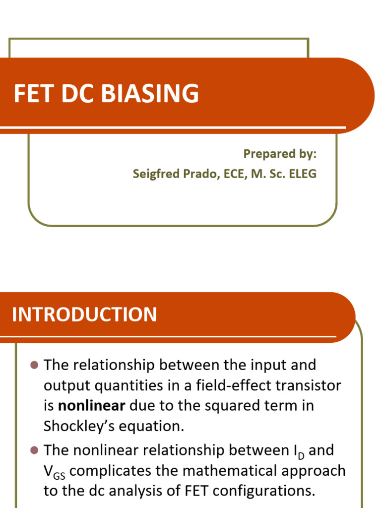 Lecnotes Field Effect Transistors Fet Dc Biasing Sp Ok Pdf