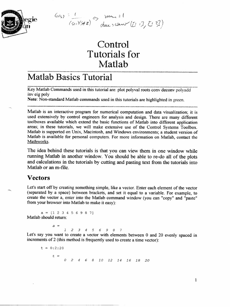 Control Tutorial For Matlab | PDF