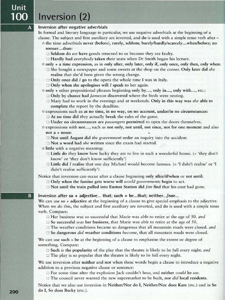 Inversion 2- Unit 100 From Hewings (1) | PDF