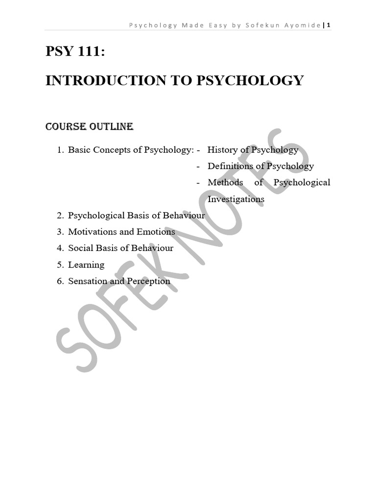 Psychology Made Easy by Sofekun | PDF