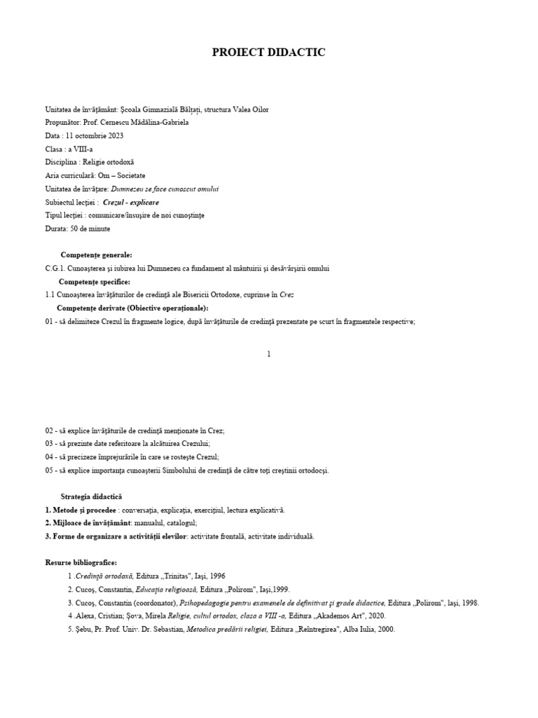 Crezul Sinteza A Invataturii Crestine | PDF