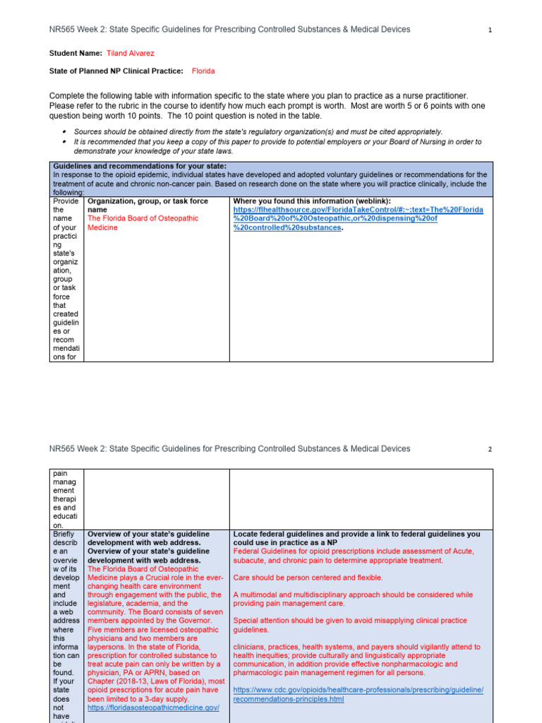 Week 2 State Specific Guidelines Pharmacology | PDF