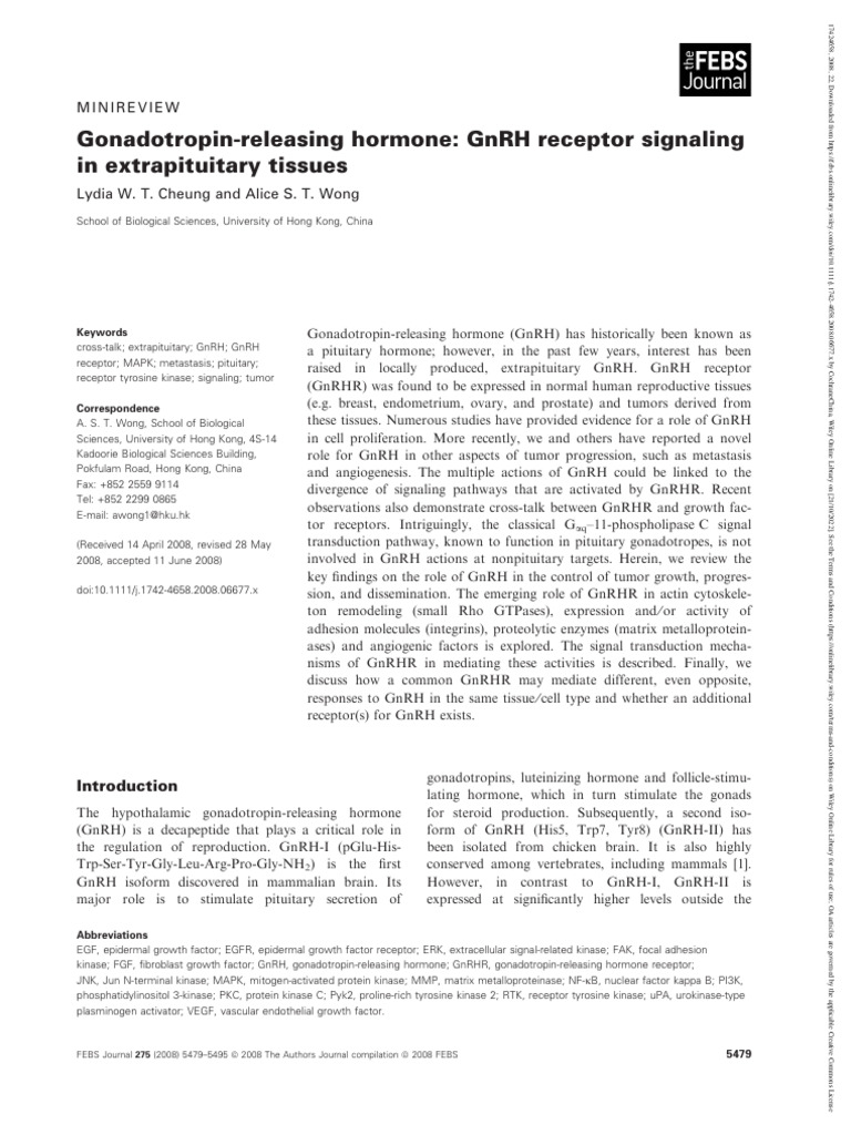 2005 The Febs Journal 2008 Cheung Gonadotropin‐releasing Hormone