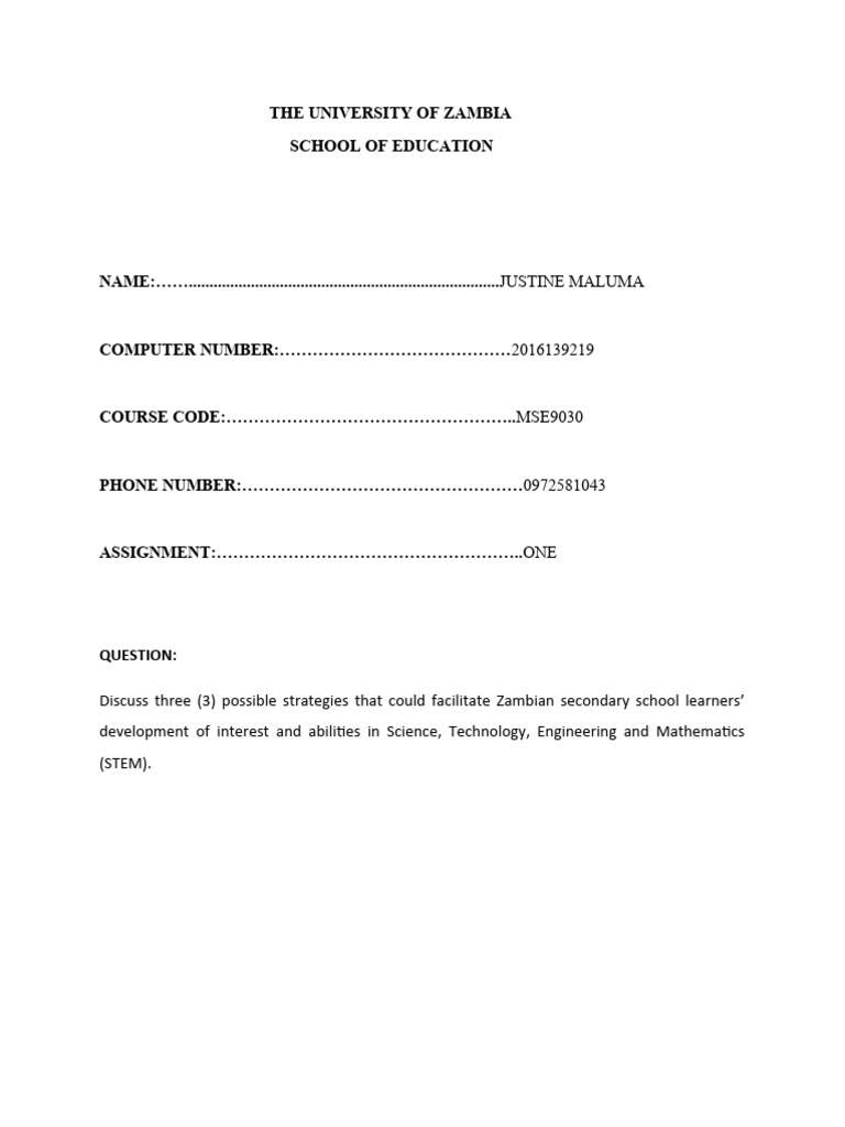 MSE 3030 level 1 assignment | PDF | Learning | Teachers