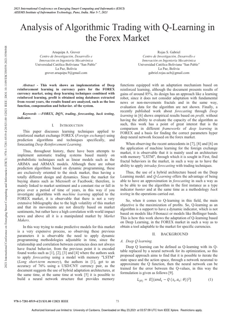 Analysis of Algorithmic Trading With Q-Learning in The Forex Market ...