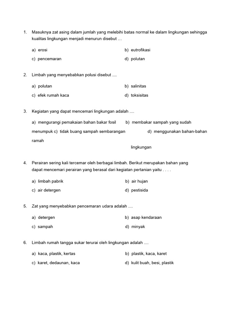 Pencemaran Lingkungan (Kelas 7 SMP) | PDF