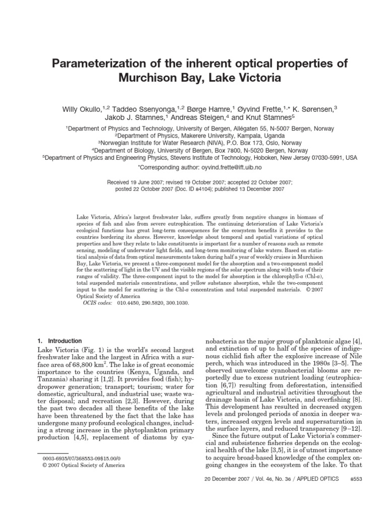 Parameterization of The Inherent Optical | PDF