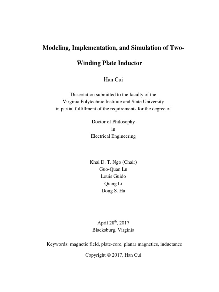 Han Cui. Modeling, Implementation, and Simulation of Two - Winding ...