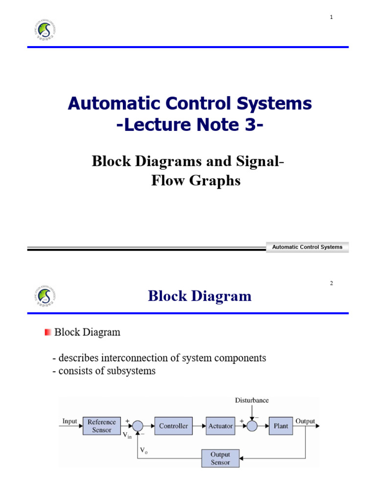 Automatic Control 3 (Block Diagrams and Signal Flow Graphs) | PDF