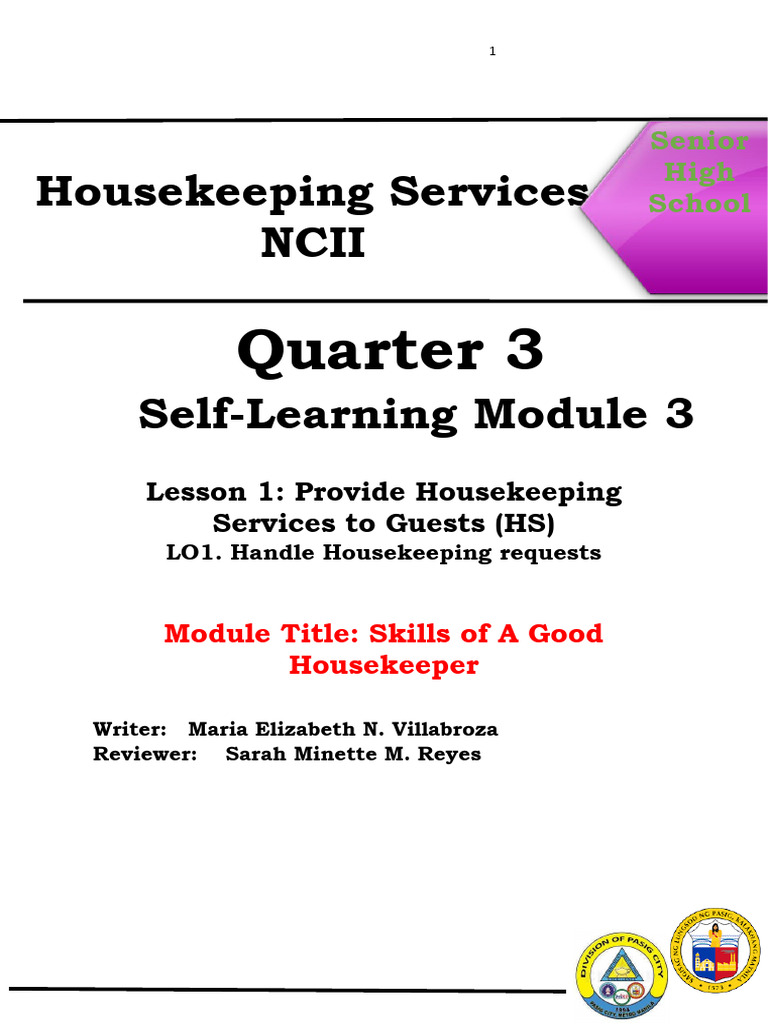 TVL HK SHS Q3 M3 | PDF | Housekeeping | Hotel TVL HK SHS Q3 M3 | PDF | Housekeeping | Hotel
