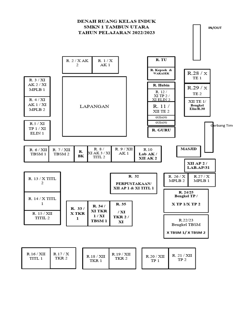Denah Ruang Kelas 2023 | PDF
