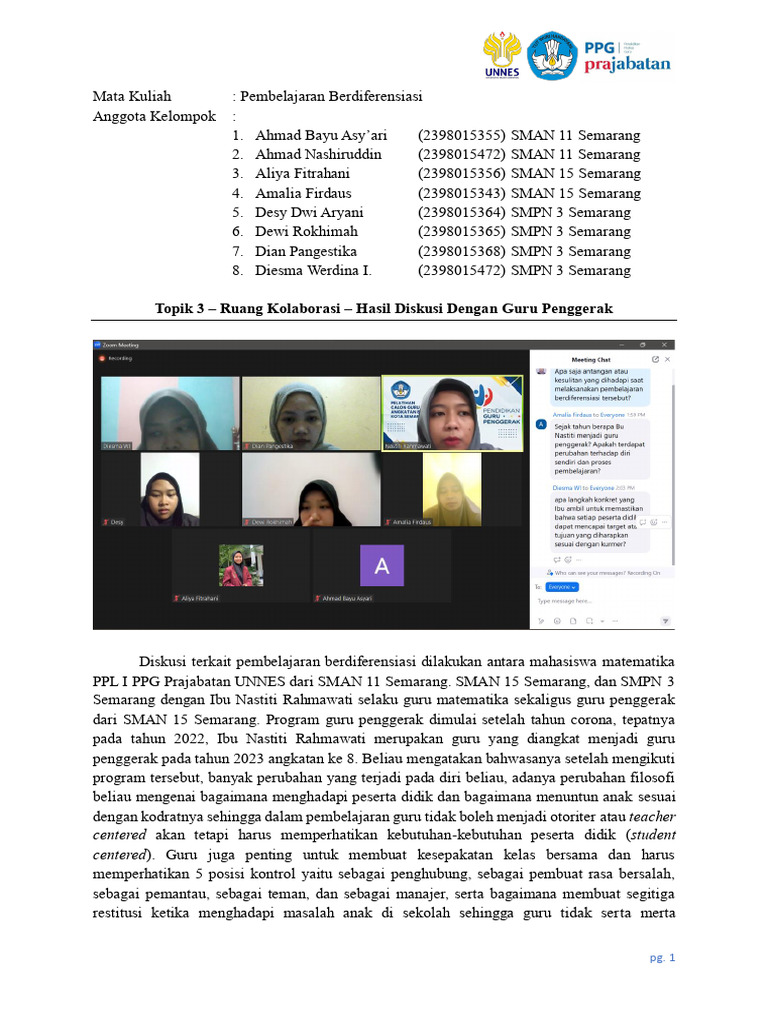 Kelompok 3-Topik 3-Ruang Kolaborasi-Pembelajaran Berdiferensiasi | PDF