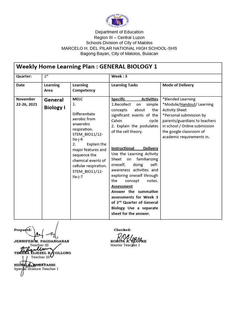 Gen Bio 1 2ND Quarter Week 3 Jen2021 | PDF