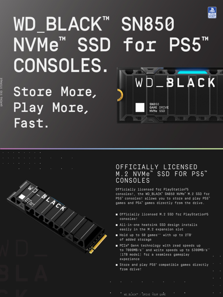 data-sheet-wd-black-sn850-nvme-ssd-for-ps5 | PDF