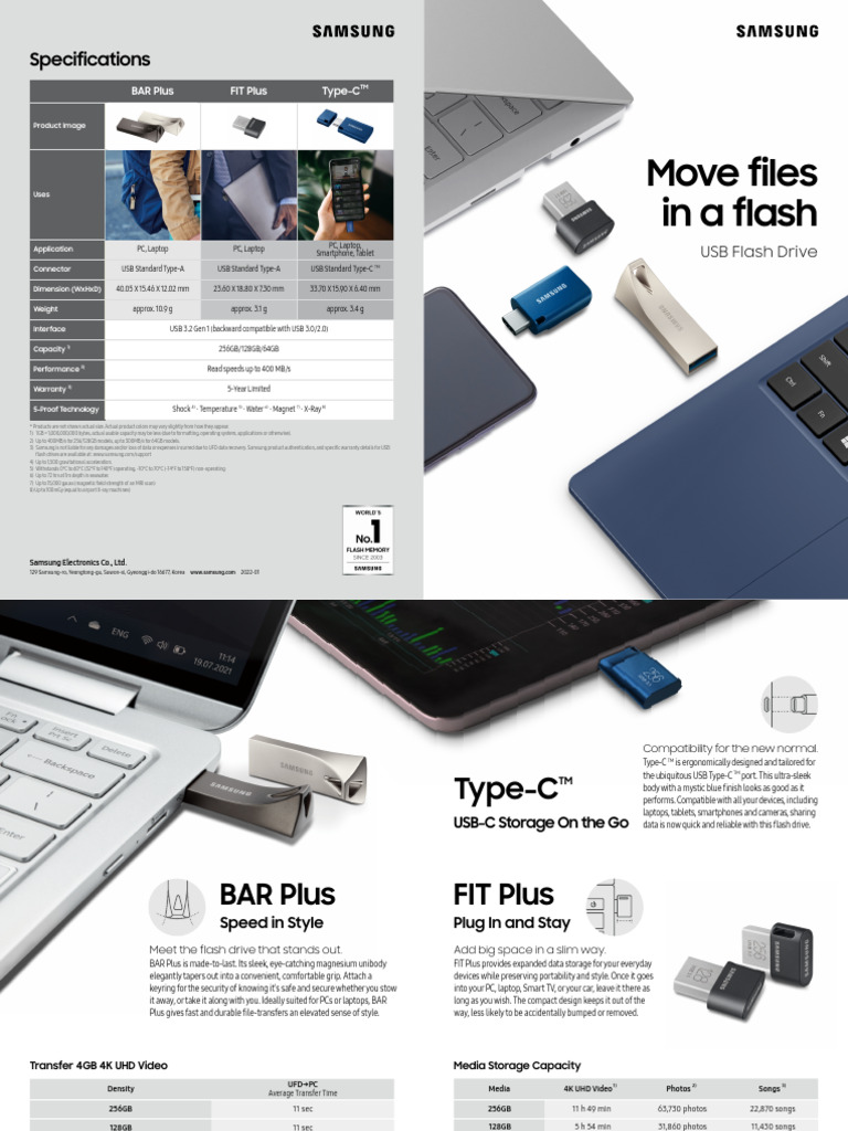 Samsung USB Flash Drives Overview | PDF | Usb Flash Drive | Laptop