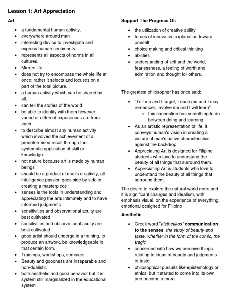 Art Appreciation Reviewer | PDF | Shape | Experience