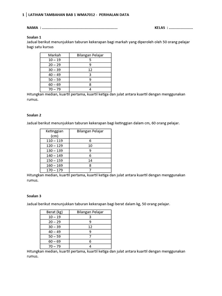 Latihan Kuartil Guna Rumus - Student | PDF