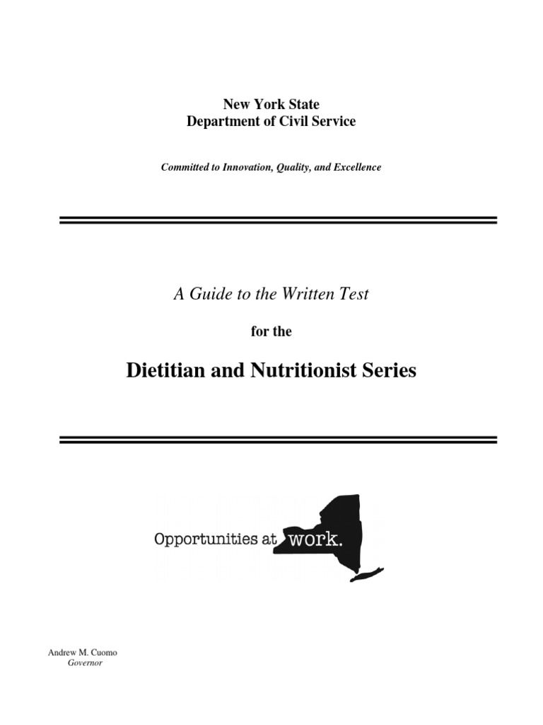 Dietitian & Nutritionist Series Study Guide | PDF | Career & Growth