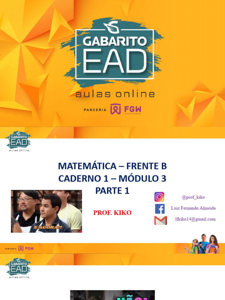 Gabarito - 2ano - Frenteb - Cad1 - Mód3 - Parte 1 | PDF