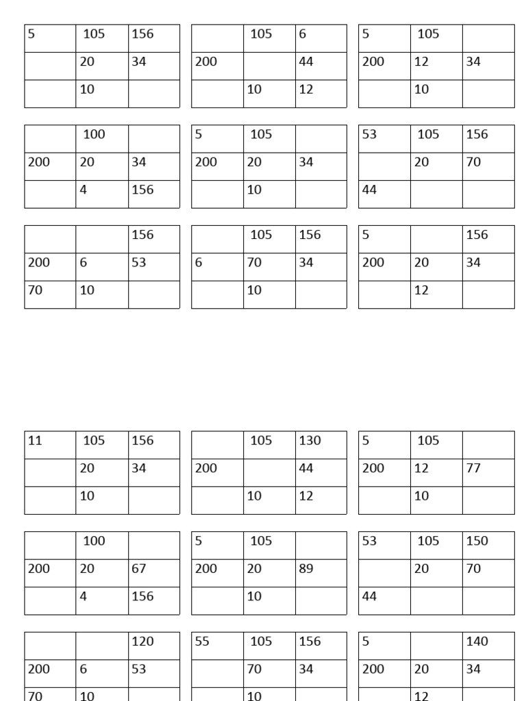 Bingo de 1, 2 y 3 Cifras | PDF