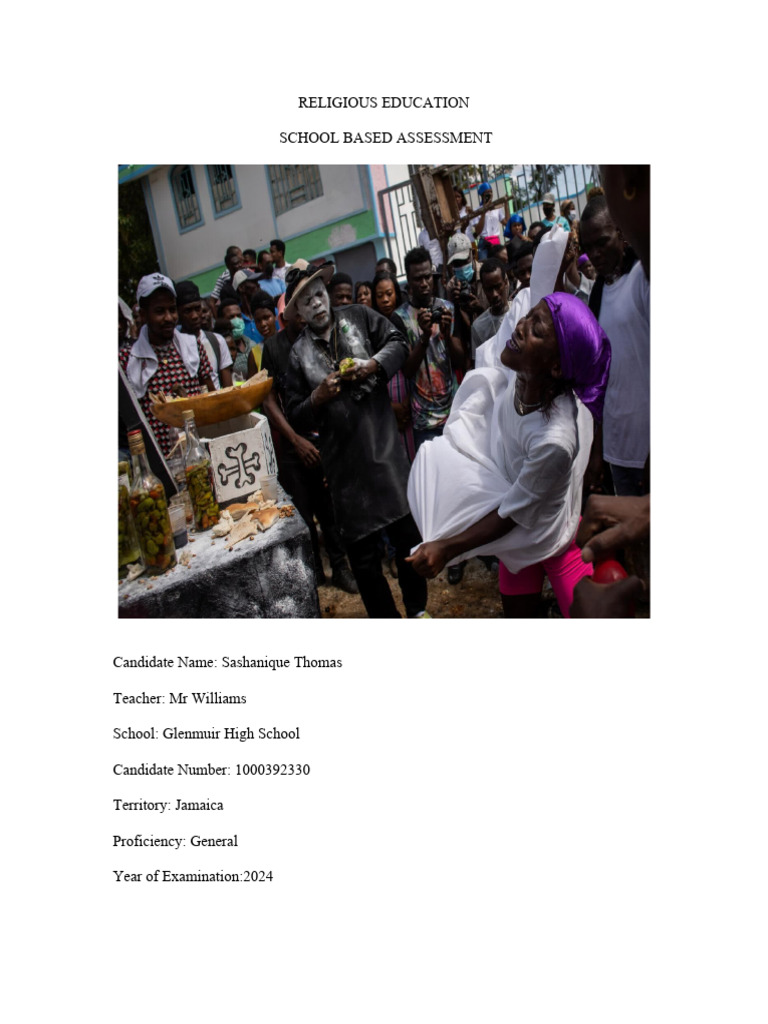 Religious Education School Based Assessment | PDF | Haitian Vodou | Rituals