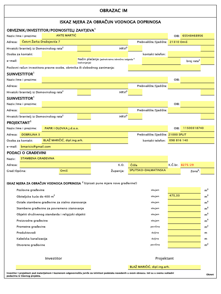 IM Obrazac Martić | PDF